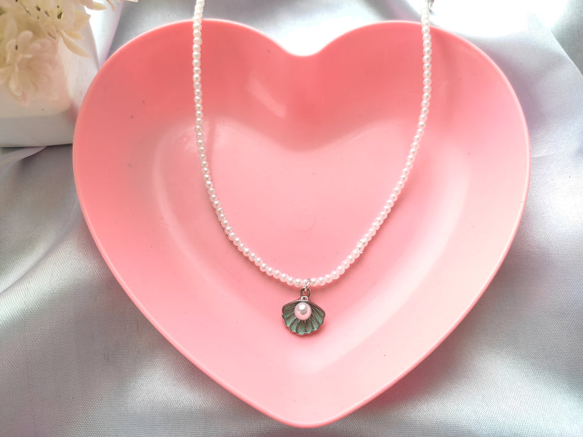 Stylish trendy pretty Silver seap shell pearl white pearl necklace for ...